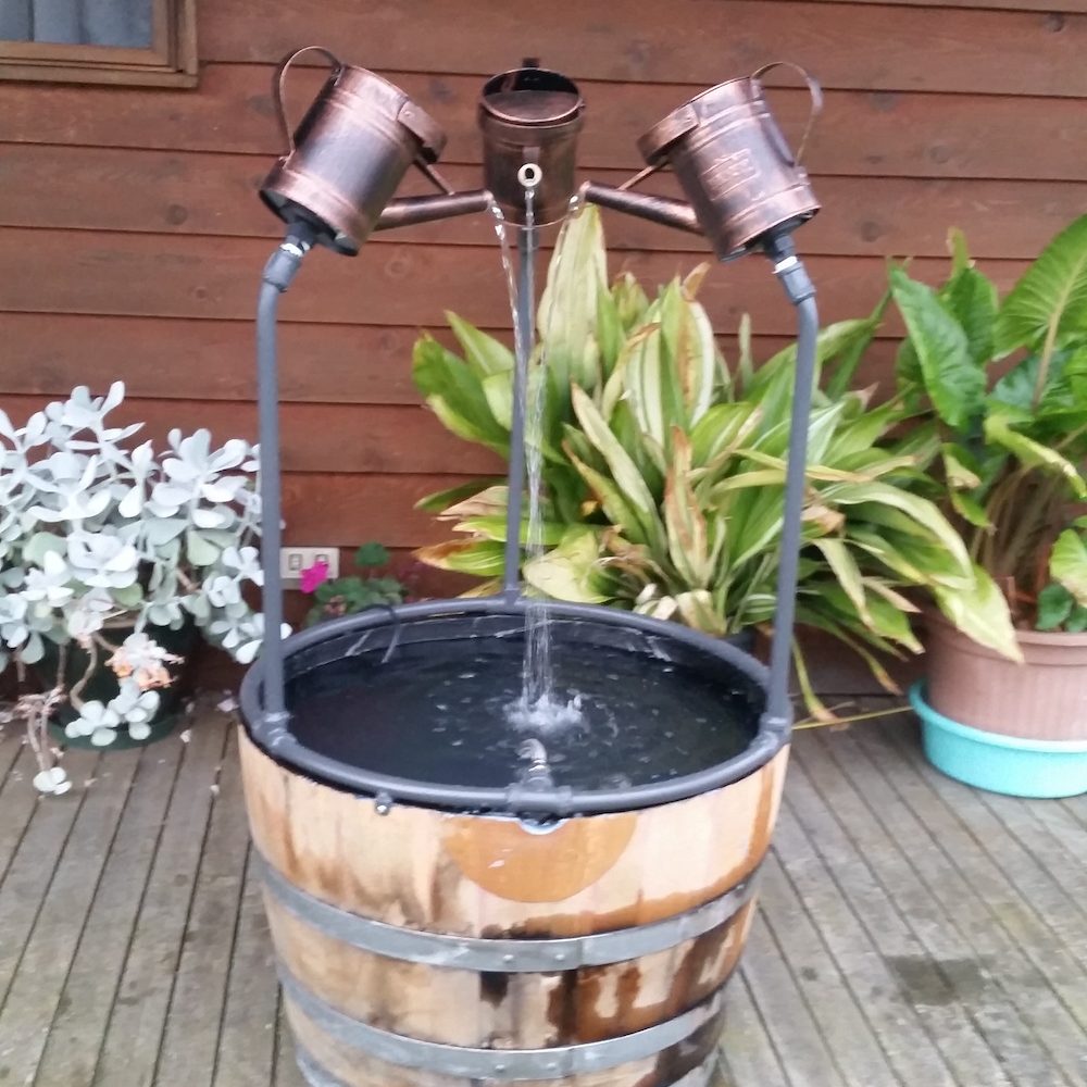 Three Boys Fountain and Wine Barrel Pond - Greeny's Garden Art